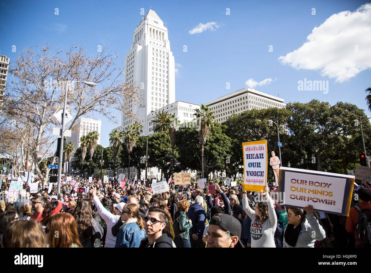 Los Angeles, USA. 21st January, 2017. Thousands of Angelenos gathered ...