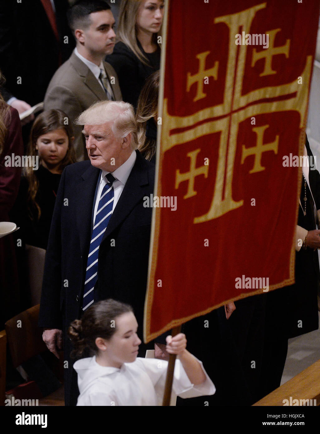 U.S President Donald Trump attends a prayer service at the National ...