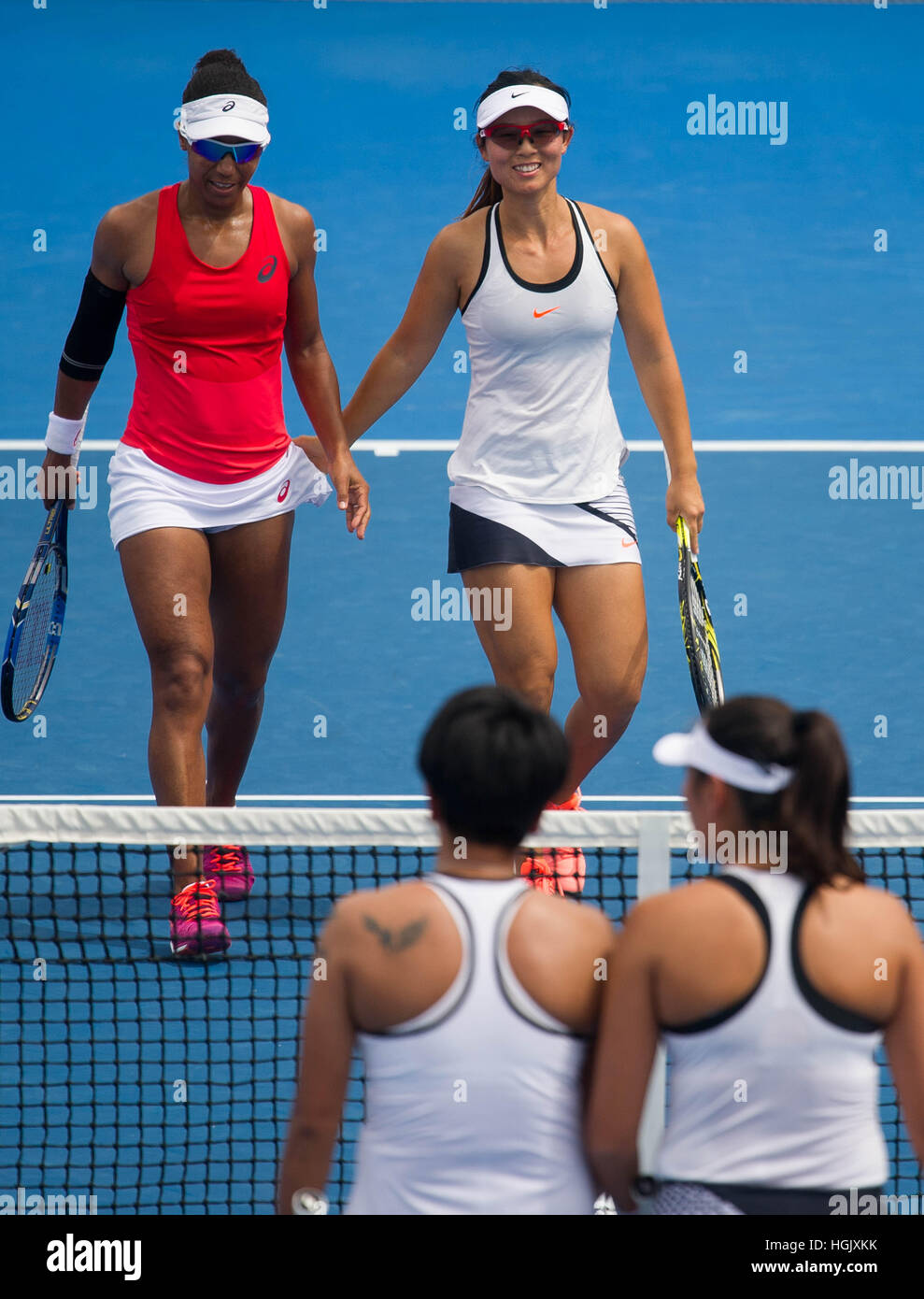 Melbourne, Australia. 23rd Jan, 2017. Xu Yifan (R, rear) of China and ...