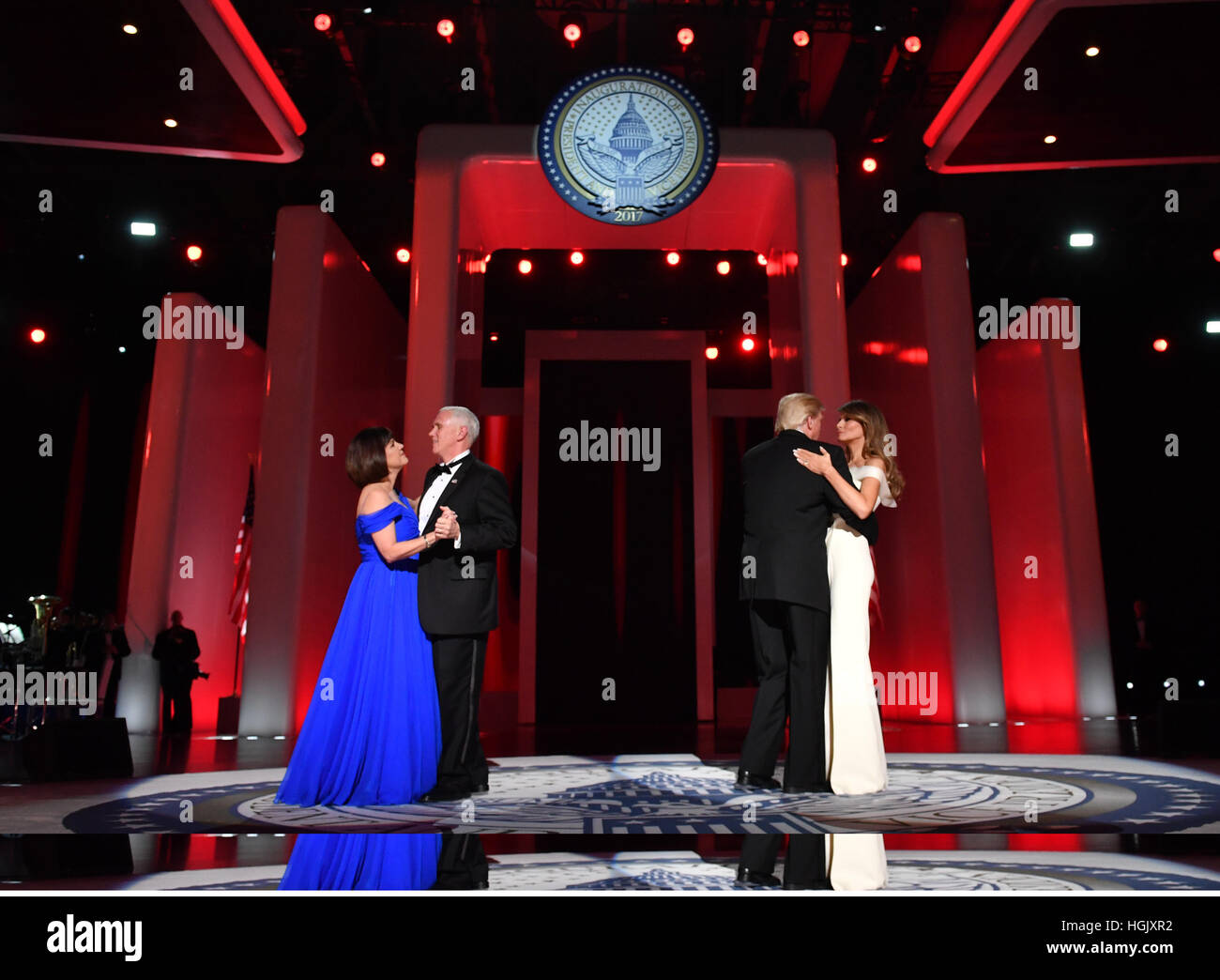 President Donald Trump and First Lady Melania Trump dance along Vice ...