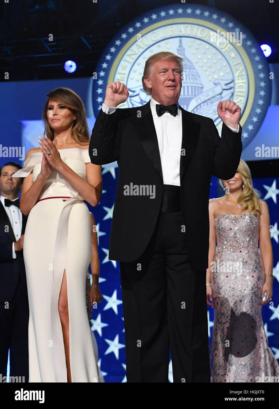 President Donald Trump dances with First Lady Melanie Trump while ...