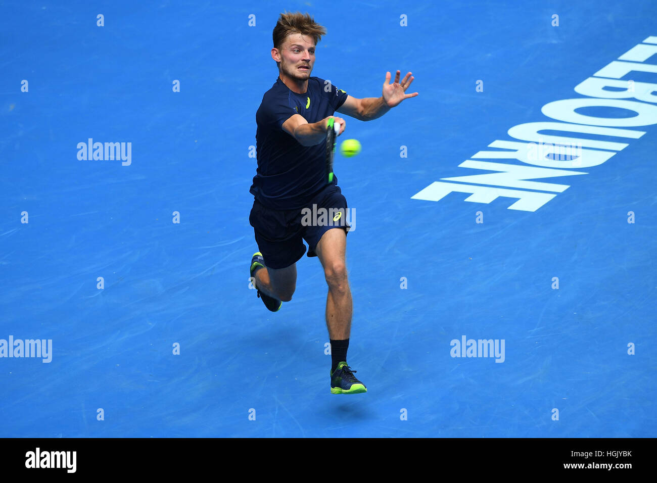 Melbourne, Australia. David Goffin (BEL) in his match against Dominic ...