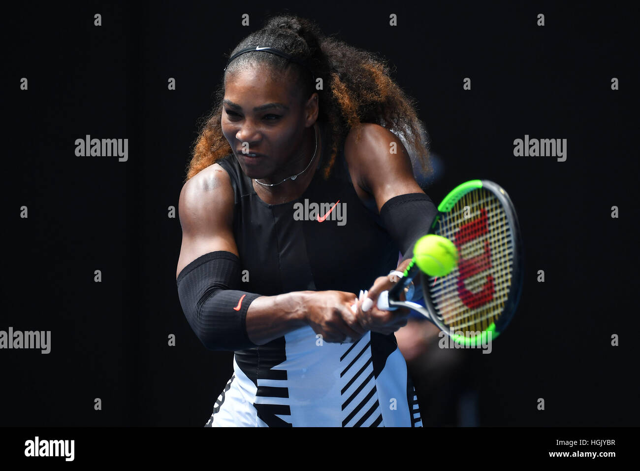 Melbourne, Australia. Serena Williams (USA) in her match against Barbora Strycova (CZE) in the ...