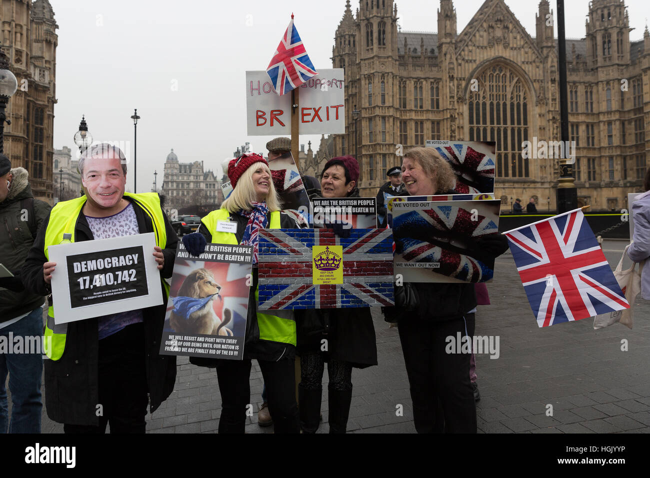 London Uk 23rd Jan 2017 Pro Brexit Protesters Demonstrate Outside