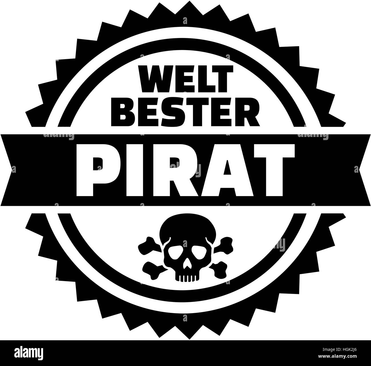 World's best Pirate german button with skull Stock Photo - Alamy