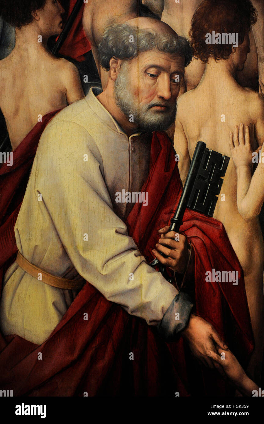 The Last Judgment, late 1460. Triptych by painter Hans Memling(1430-1494). Left panel: The saved ...