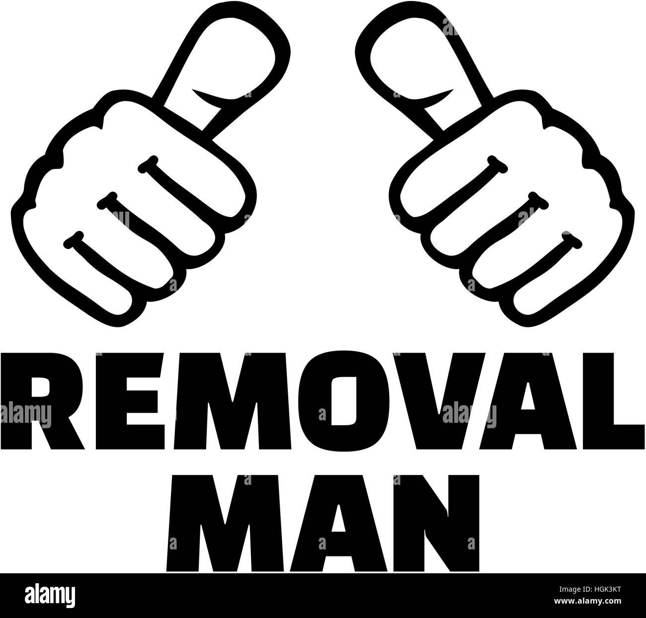 Removal man with thumbs. T-Shirt Design Stock Photo - Alamy