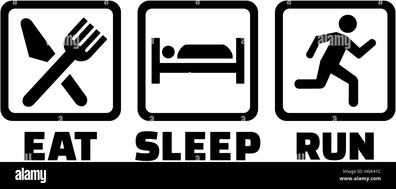 Icons for eat sleep run Stock Photo - Alamy