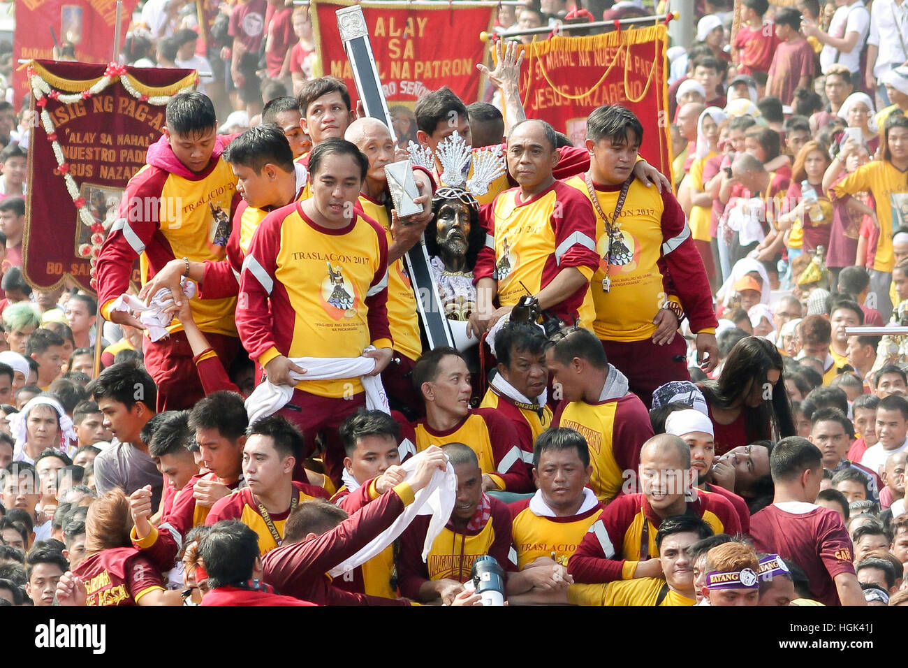 Manila, Philippines. 09th Jan, 2017. The Icon of the Black Nazarene is ...