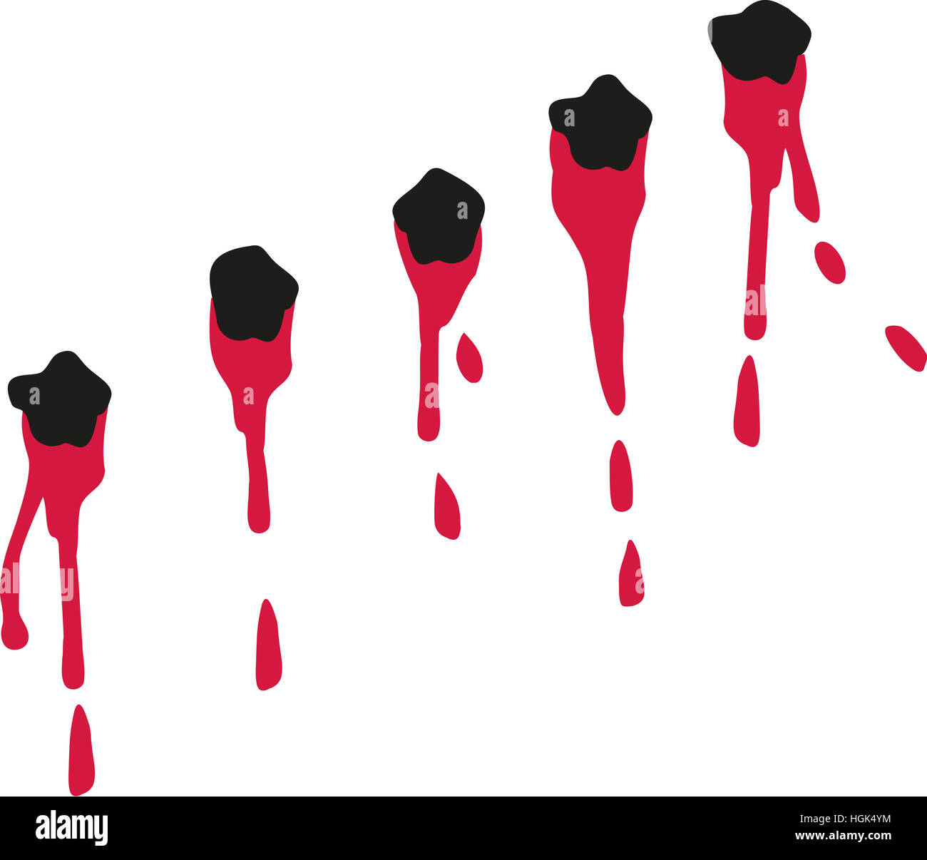 Bloody gunshot holes in a row Stock Photo - Alamy