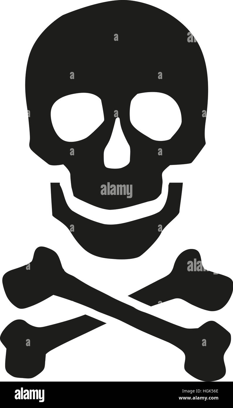 Smiling skull with crossbones Stock Photo - Alamy
