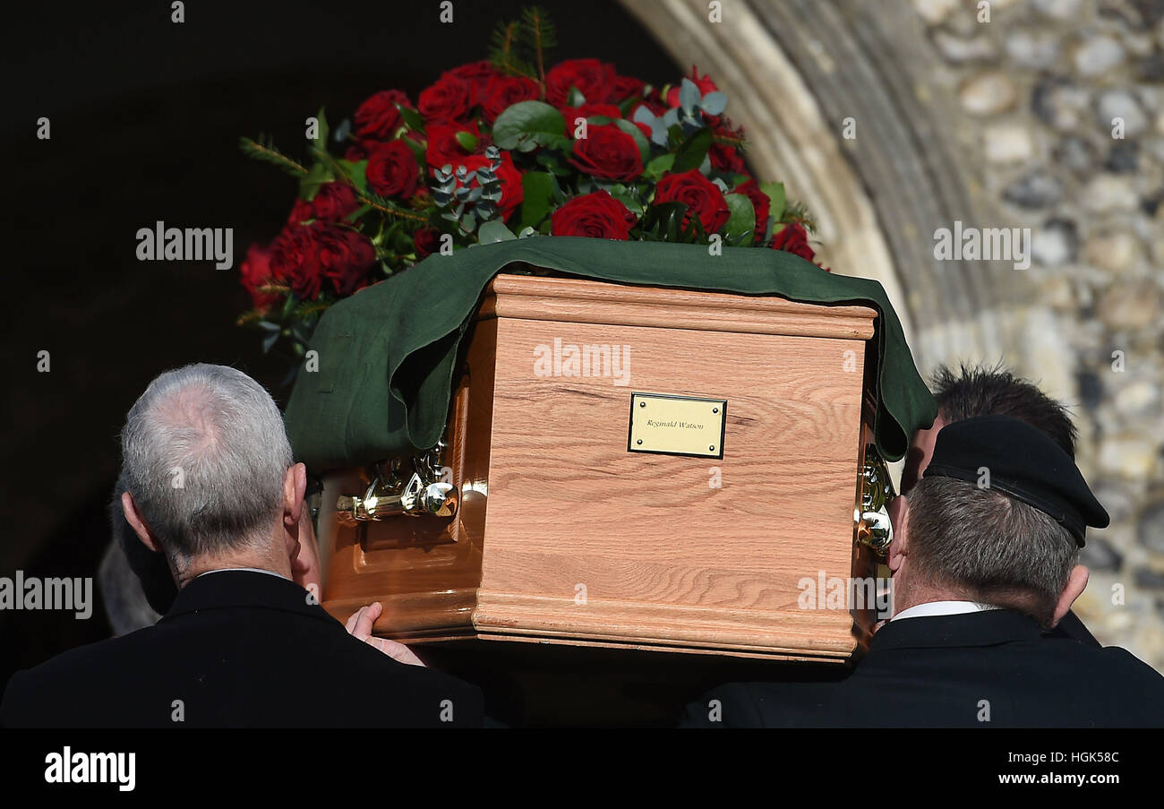 The coffin of Second World War veteran Reginald Watson, who died at the ...