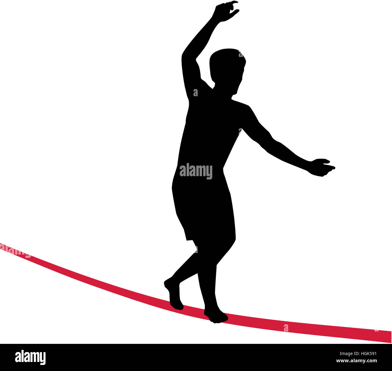 Slackline on red wire Stock Photo - Alamy