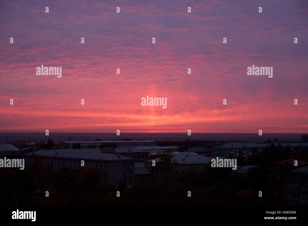 sunset in a small town Stock Photo - Alamy