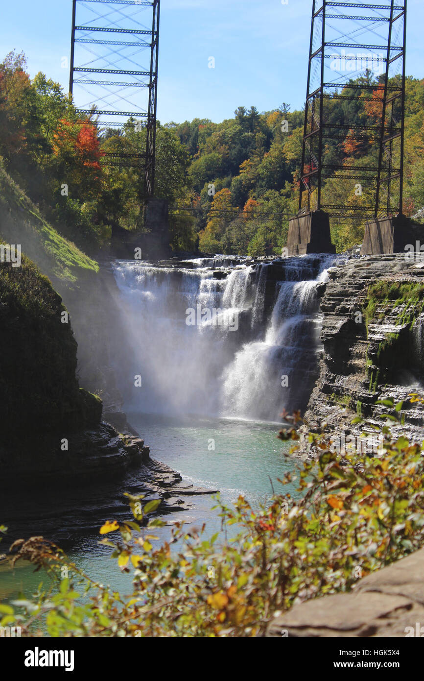 WAterfall under a railroad track Stock Photo - Alamy