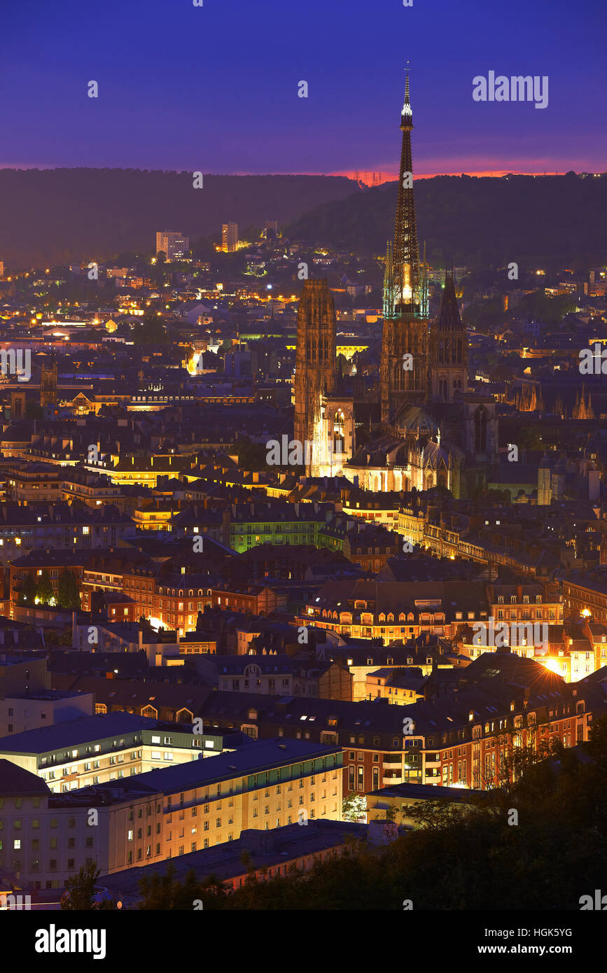 Rouen, Cathedral, Dusk, Haute Normandie, Seine Maritime Department ...