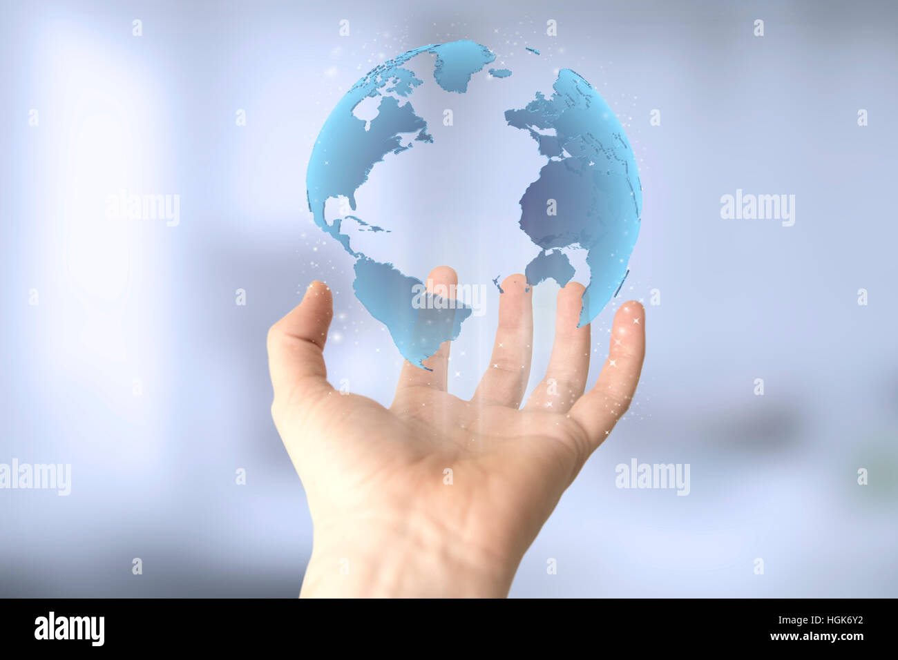 earth globe floating over hand Stock Photo - Alamy