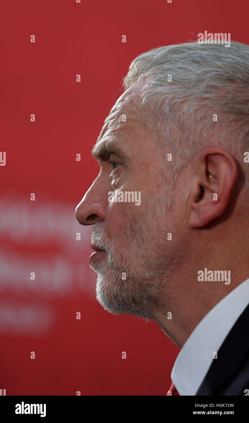 Labour Party leader Jeremy Corbyn speaking during a visit to Paston ...