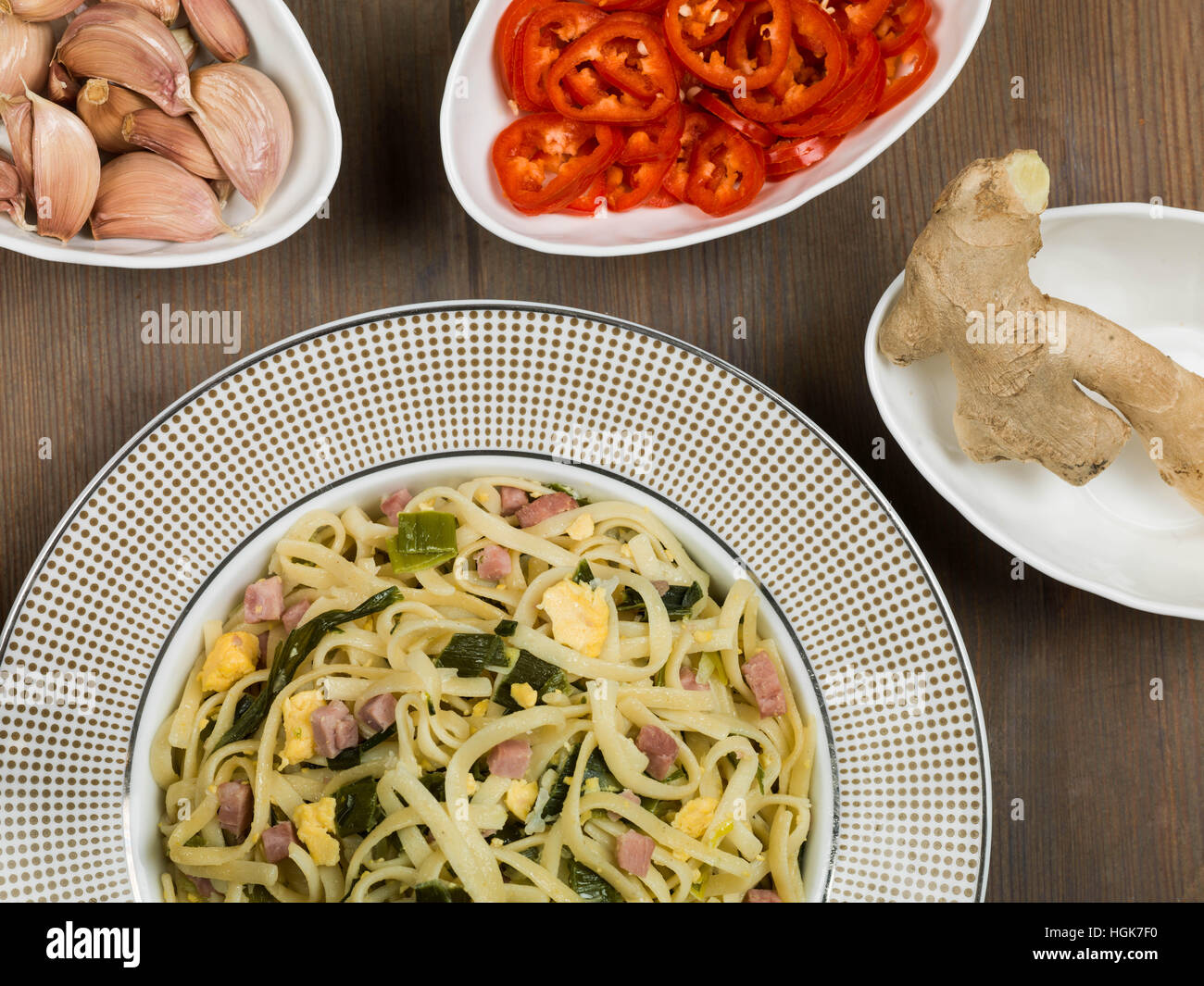 Bami Goreng Indonesian Style Fried Noodles With Pork and Egg Stock ...