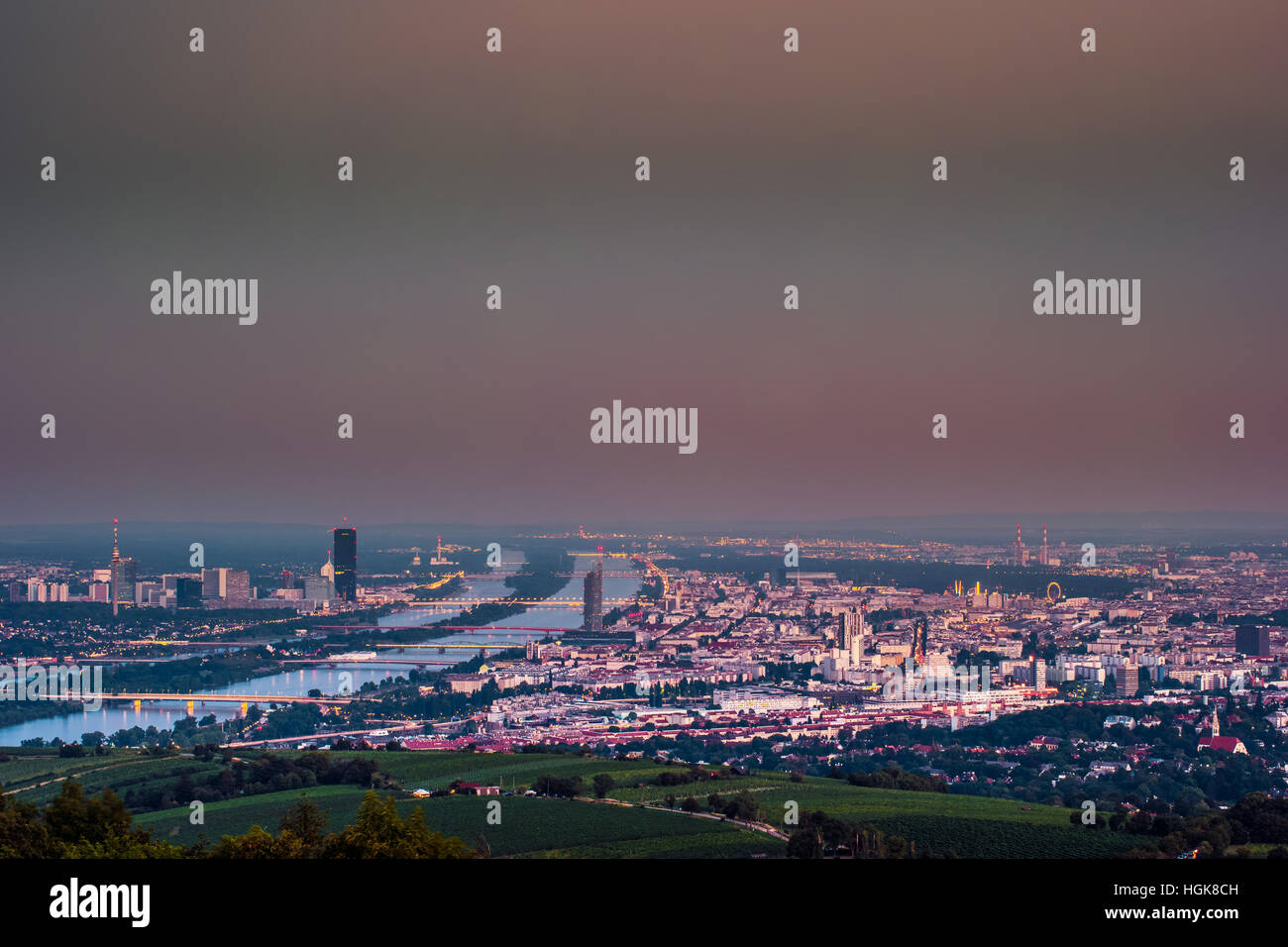 Vienna skyline and Danube River. Vienna, Austria Stock Photo - Alamy Vienna skyline and Danube River. Vienna, Austria Stock Photo - Alamy