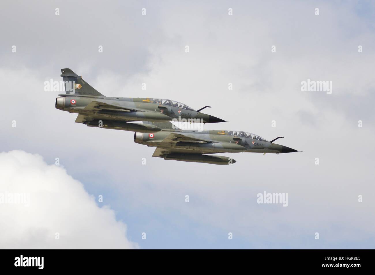 A pair of Dassault Mirage 2000N jet fighter bombers from the French Air ...