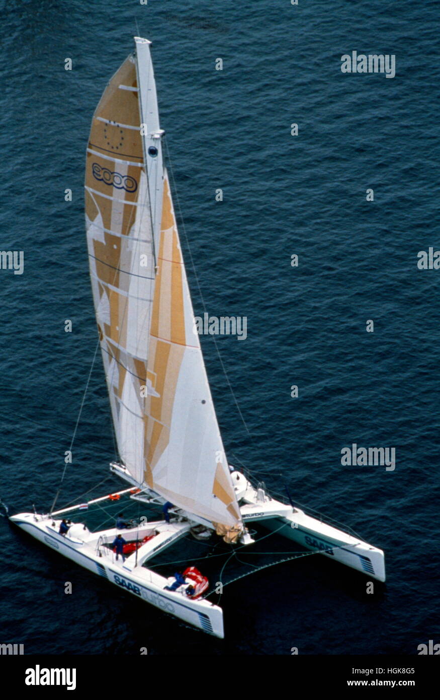 AJAXNETPHOTO. 1989. FRANCE. - AERO RIG CATAMARAN - SAAB TURBO ON SEA ...
