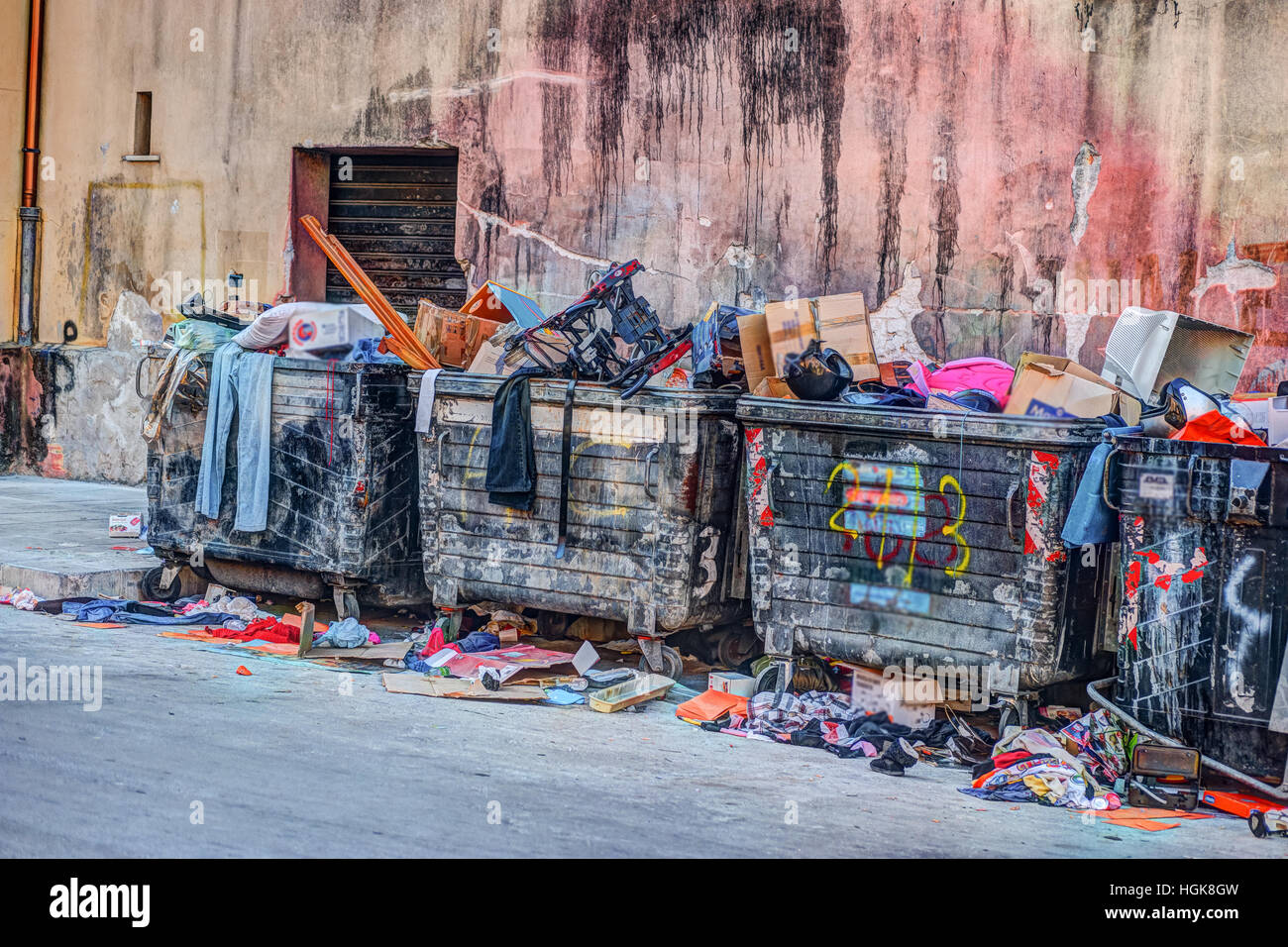 Dumpsters being full with garbage Stock Photo - Alamy