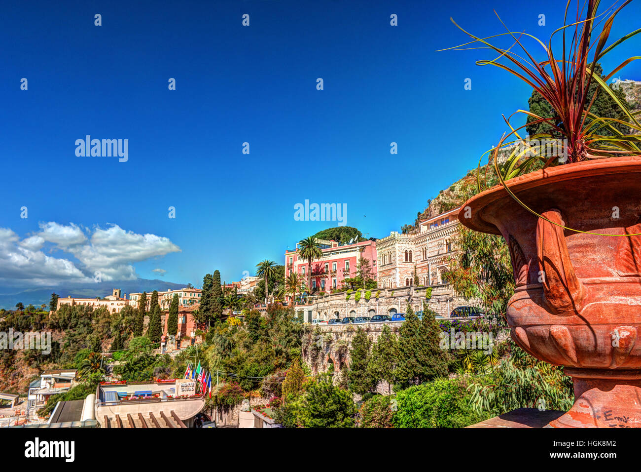 View of Taormina - famous resort in Sicily, Italia Stock Photo - Alamy