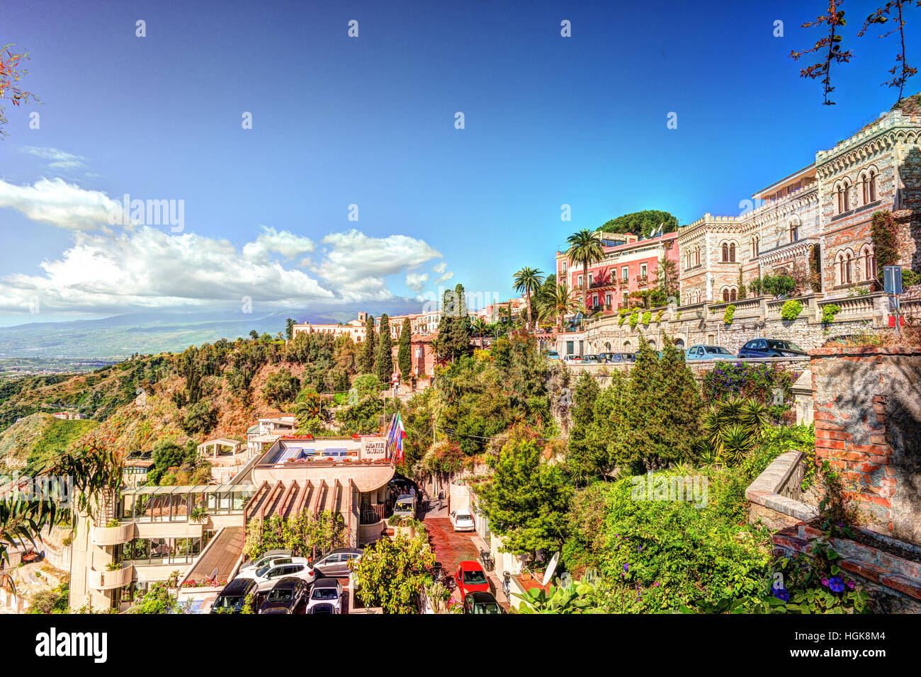 View of Taormina - famous resort in Sicily, Italia Stock Photo - Alamy