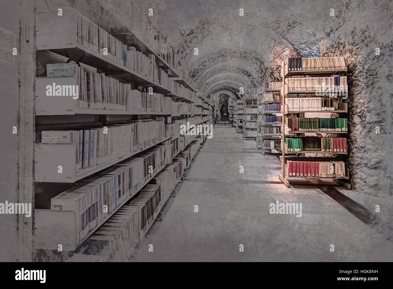 library setting with books and reading material Stock Photo - Alamy
