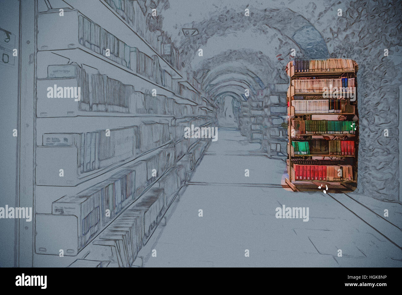 library setting with books and reading material Stock Photo - Alamy