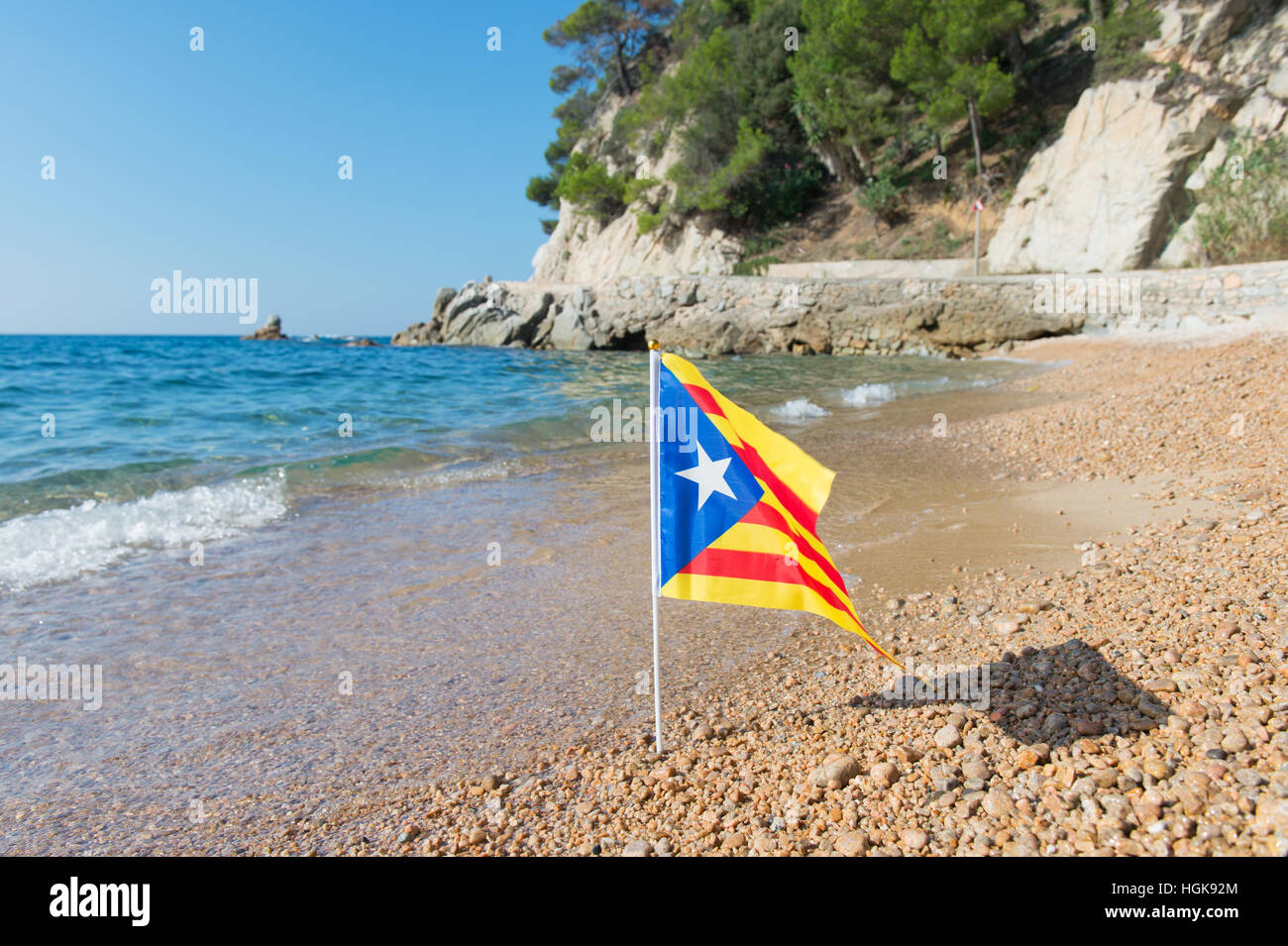 Catalan flag at beach in Catalunya Stock Photo - Alamy
