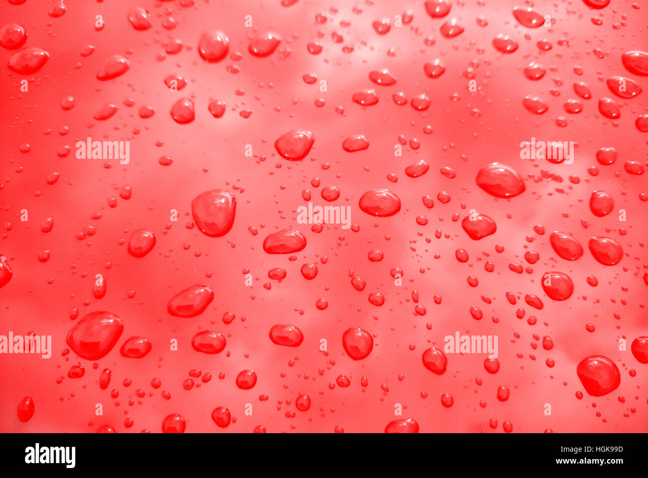 Rain drops on red background as background Stock Photo - Alamy