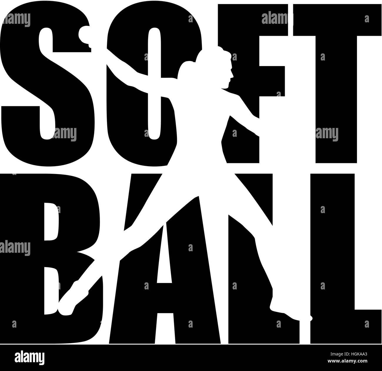 Softball word with silhouette cutout Stock Photo - Alamy