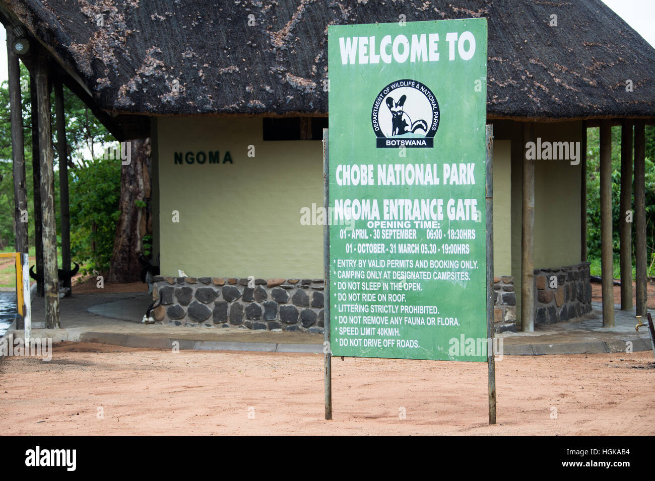 Ngoma Entrance Gate, Chobe National Park, Botswana, Africa Stock Photo ...