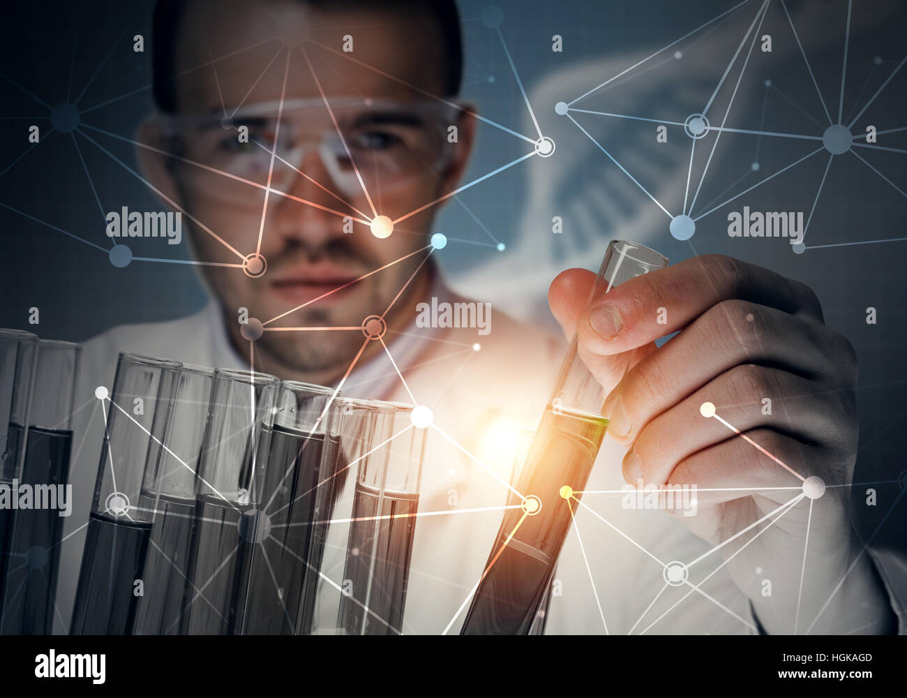 Portrait of concentrated male scientist working with reagents in laboratory Stock Photo - Alamy