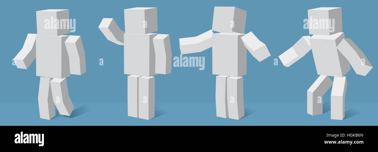 cubic character in four different poses Stock Vector Image & Art - Alamy