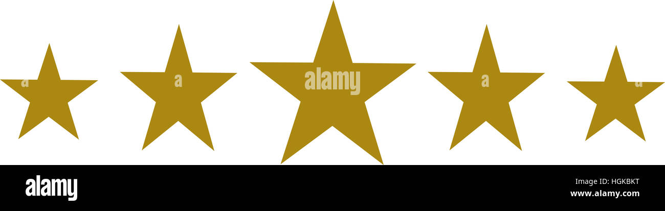 Six golden stars with big one in the middle Stock Photo - Alamy