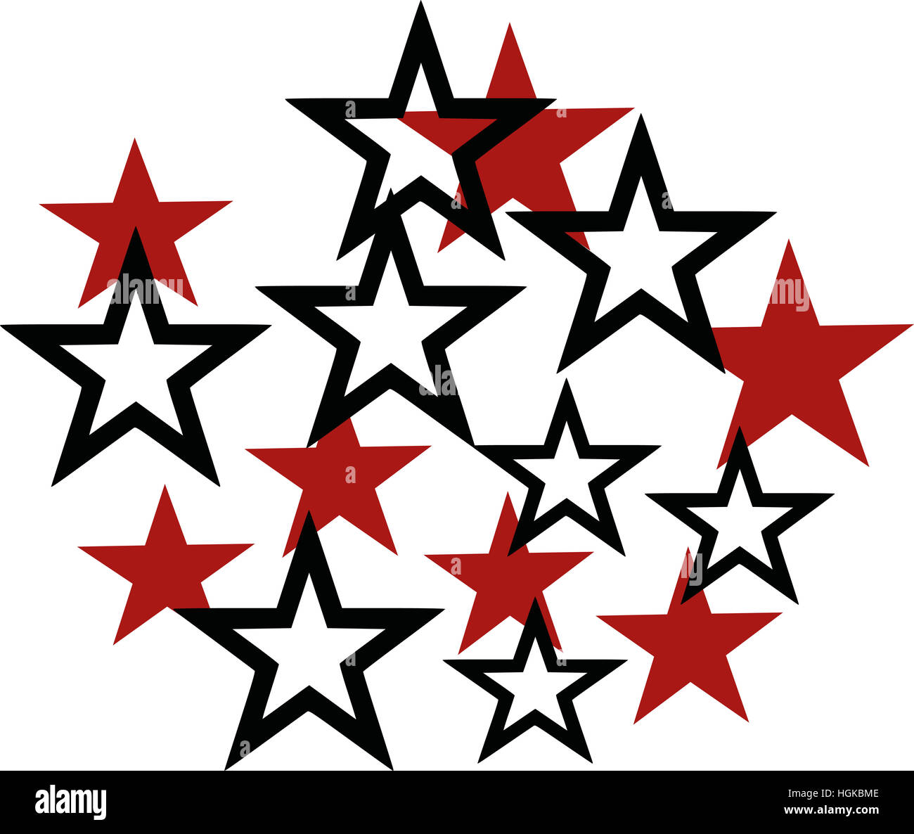 Mixed set of red and black outlined stars Stock Photo - Alamy