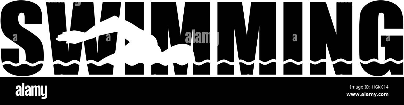 Swimming word with silhouette Stock Photo - Alamy