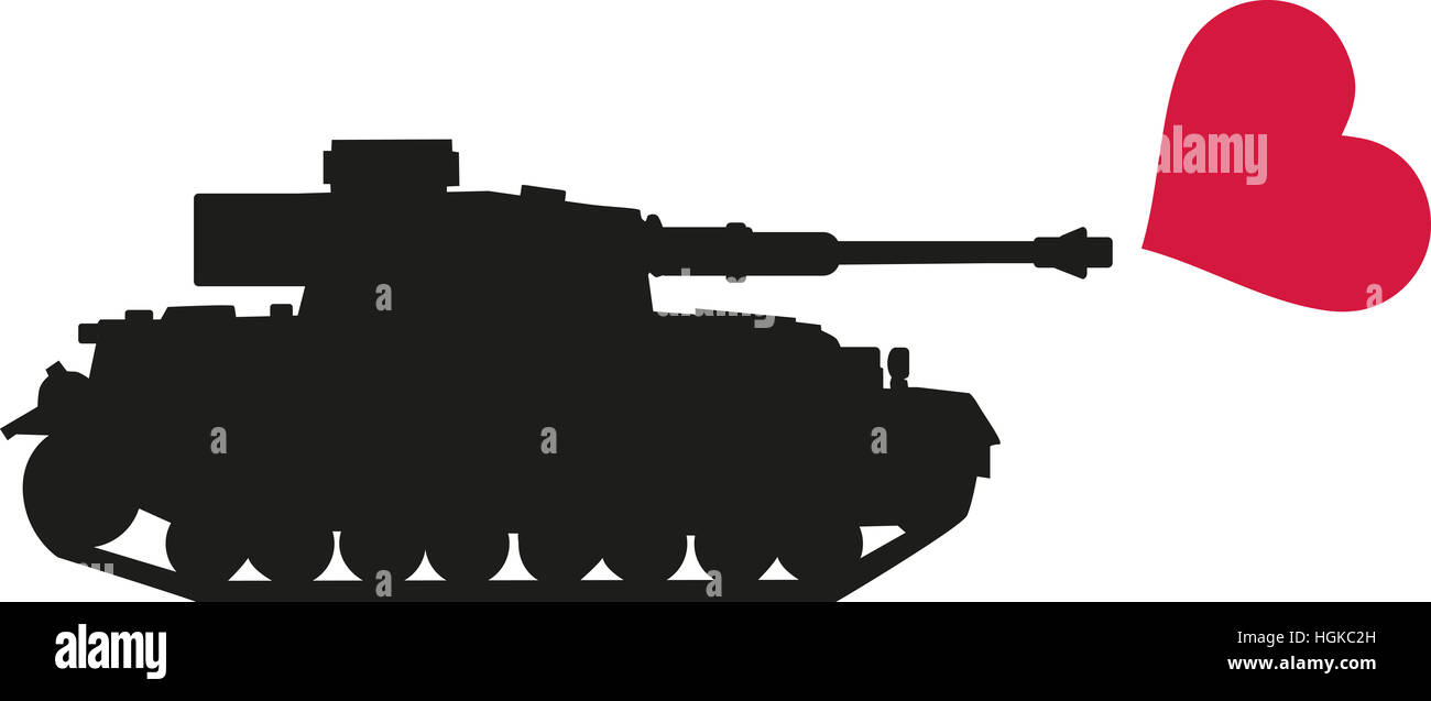 Tank shoots heart - no war Stock Photo - Alamy