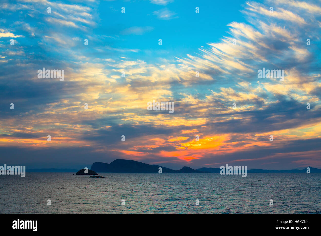 Stunning sunset in the Aegean sea Stock Photo - Alamy
