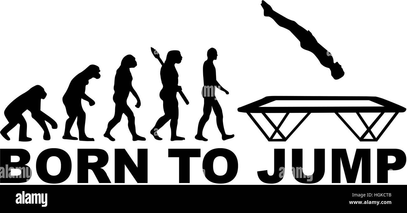 Evolution Trampoline - born to jump Stock Photo - Alamy