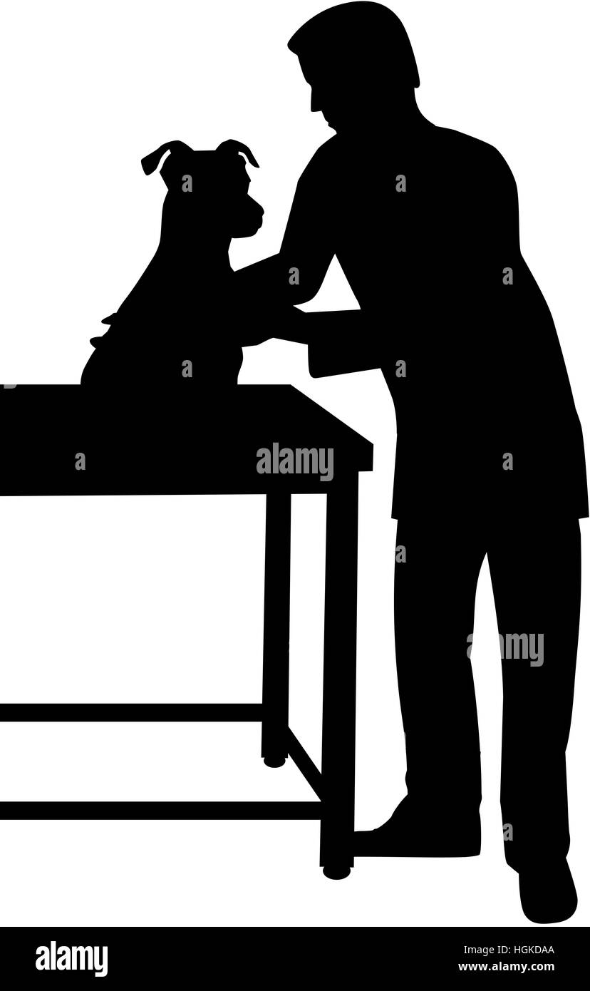 Veterinarian with dog silhouette Stock Photo - Alamy