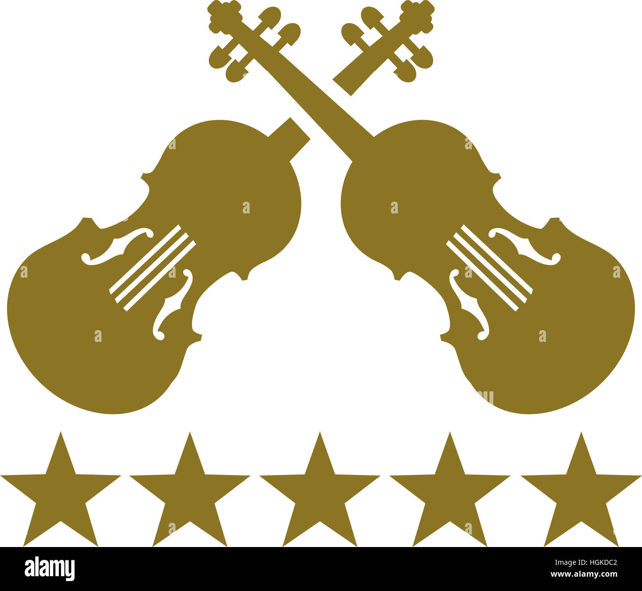 Crossed violins with five golden stars Stock Photo - Alamy