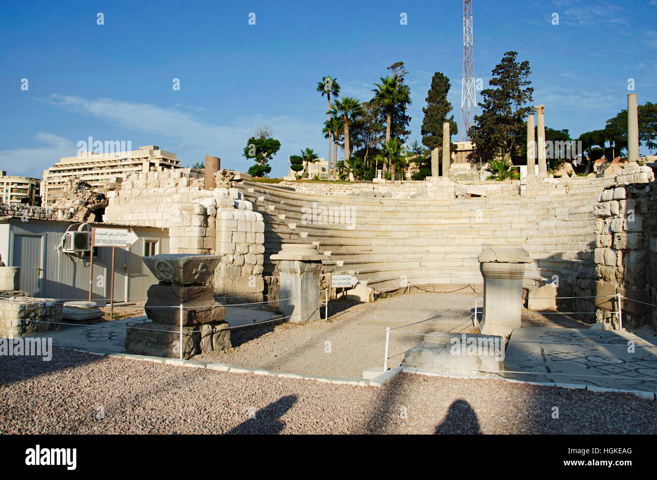 Partial view of Roman amphitheatre, The small Odeum, dating originally ...