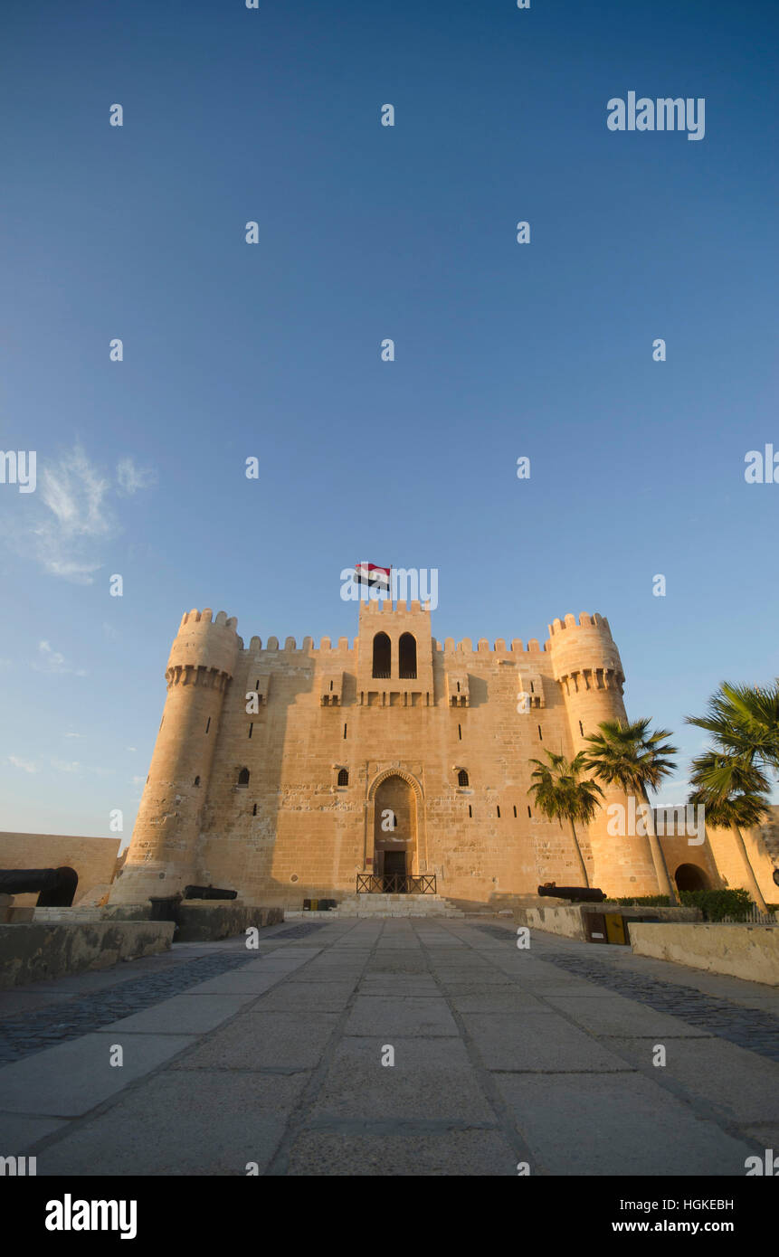Outer view of The Citadel of Qaitbay (Qaitbay Fort), Is a 15th century ...