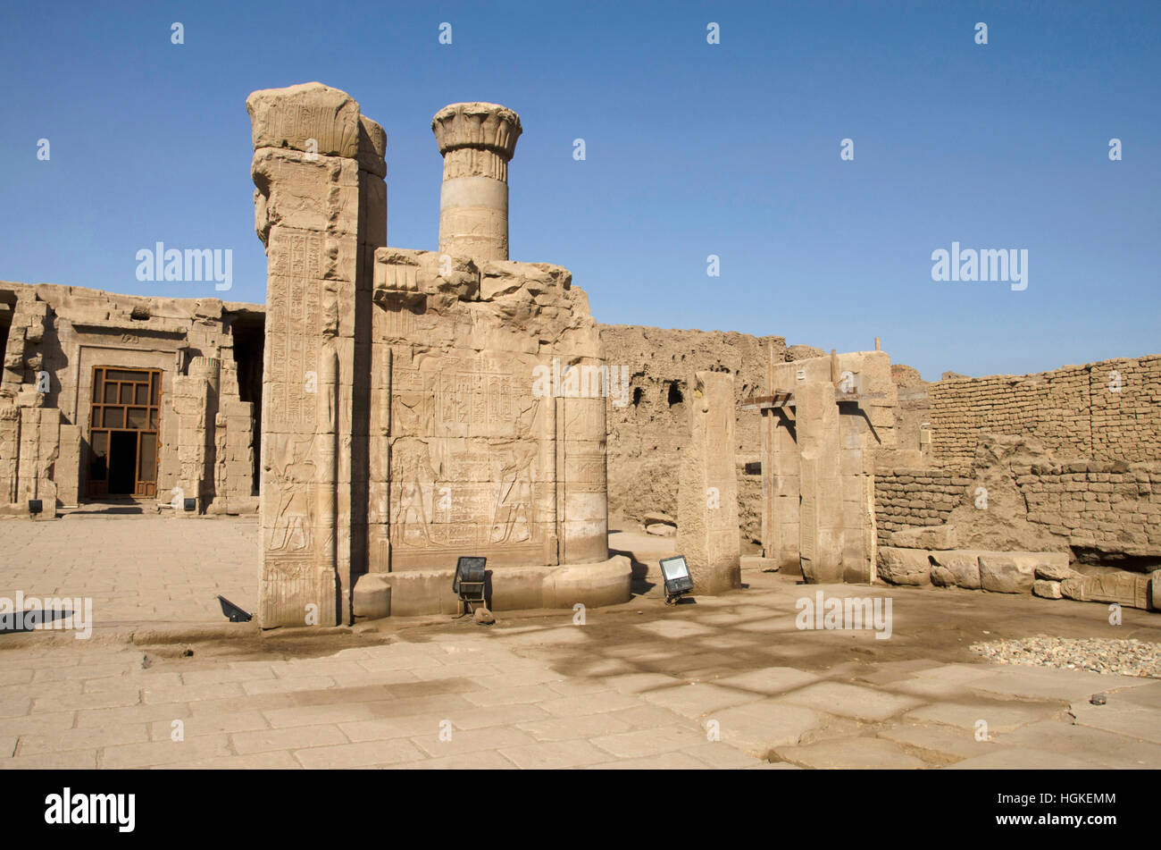 Partial view of Edfu Temple, It is one of the best preserved shrines in ...