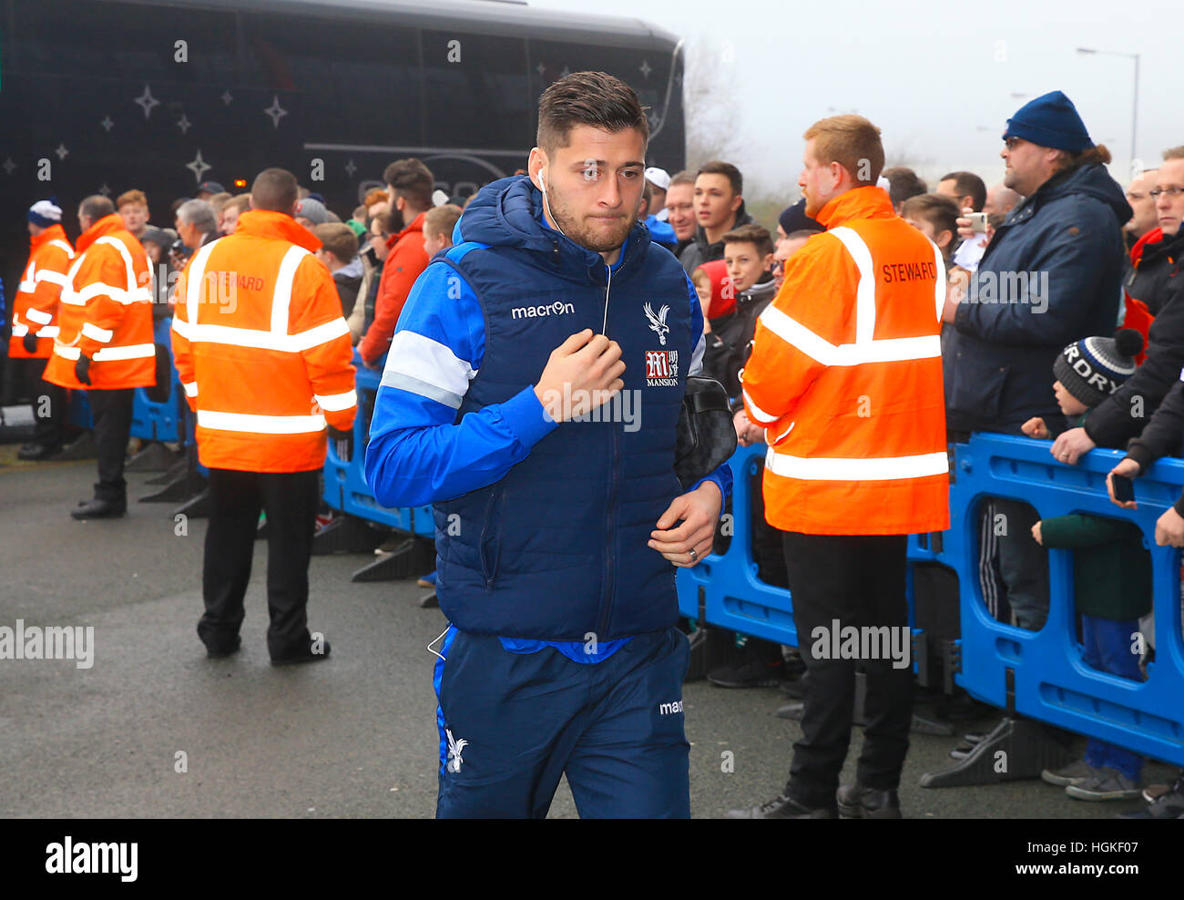 Crystal Palace's Joel Ward arriving at the Macron Stadium Stock Photo ...