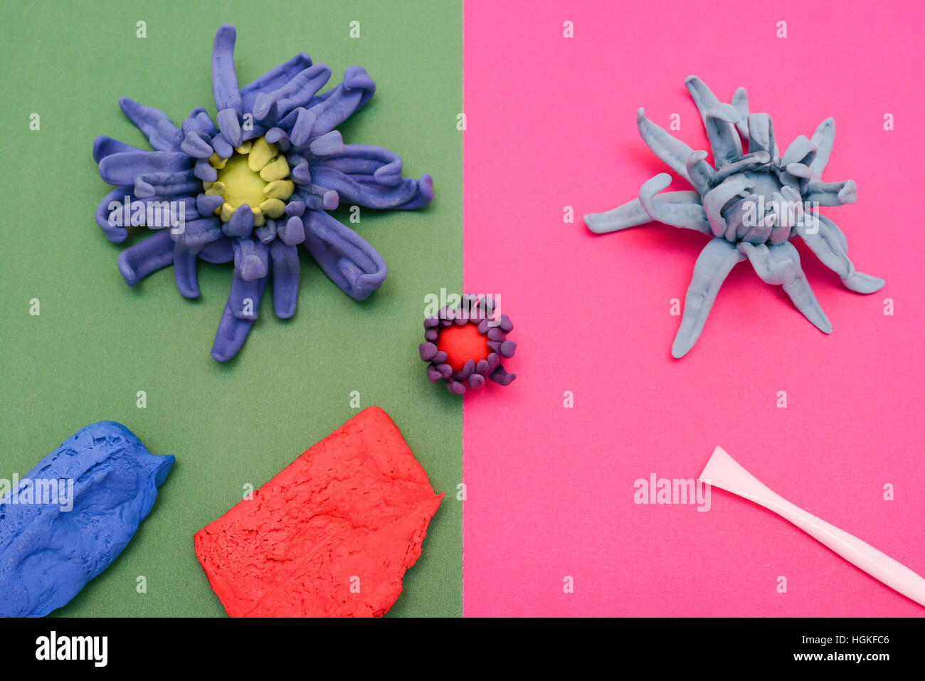 hand made flower with materials and tools on colorful scrapbook Stock ...